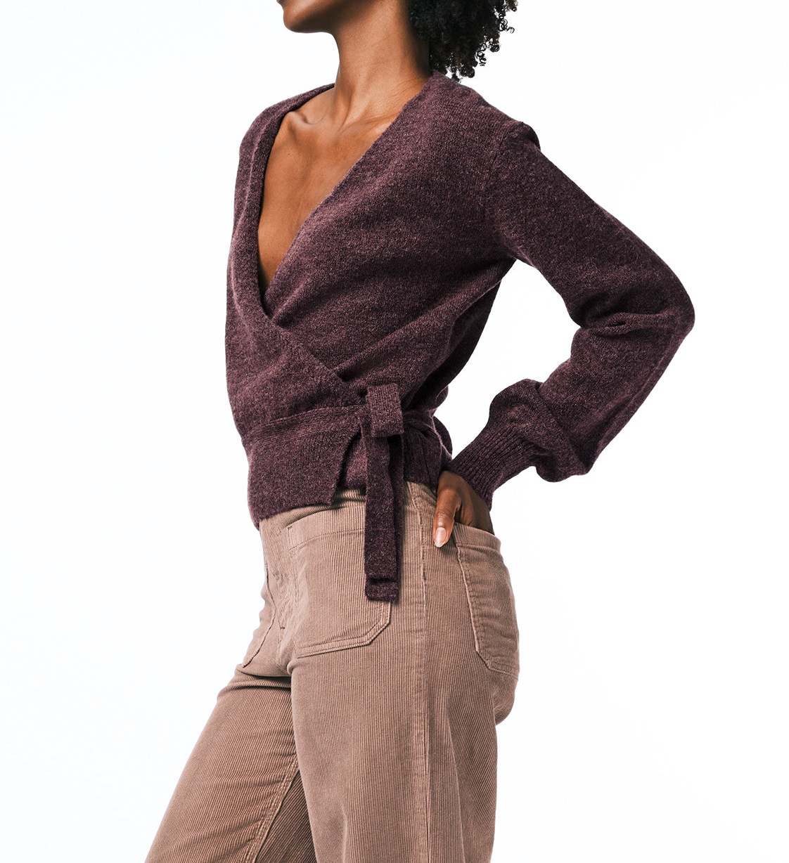 Women's Knit Wrap Sweater with Side Tie - Sweater design and production